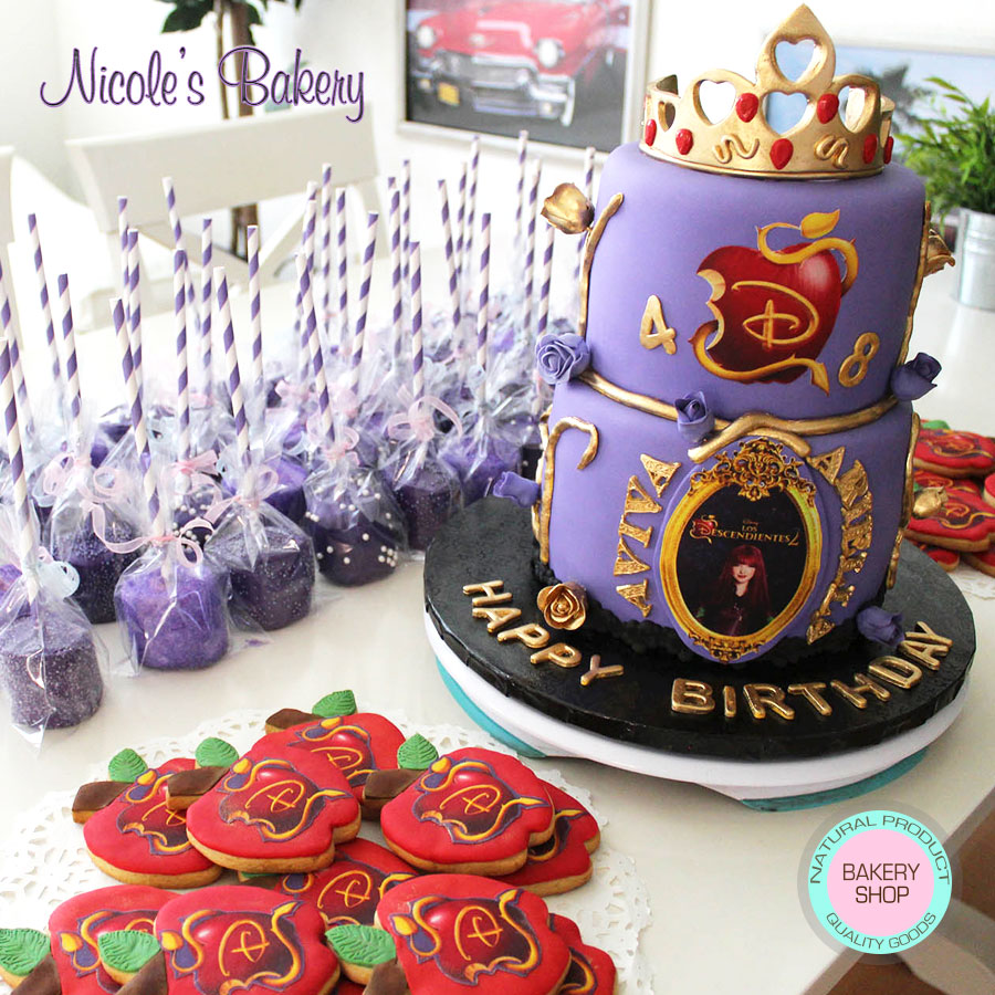 Descendants theme cake with crown