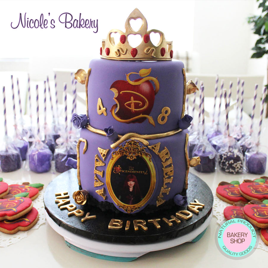 Descendants theme cake with crown